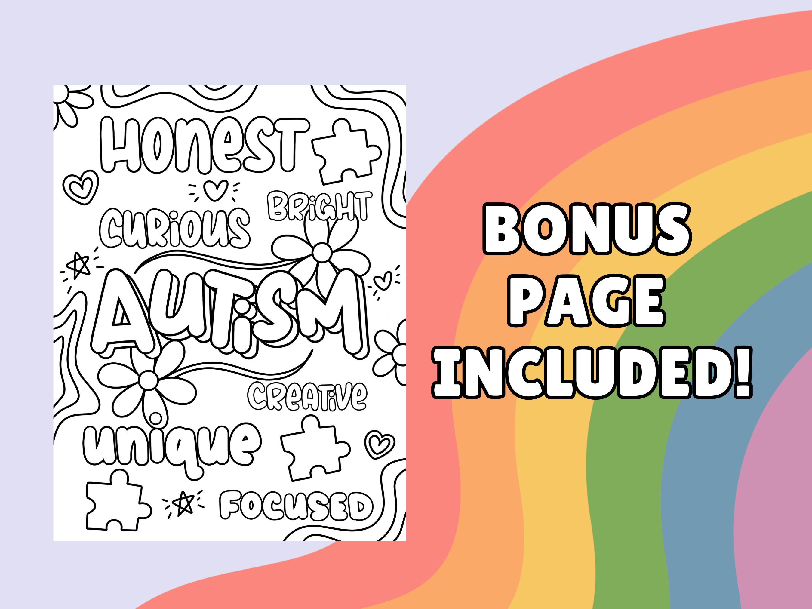 Autism Coloring Book, Coloring Pages for Adults, Autism Awareness Day ...