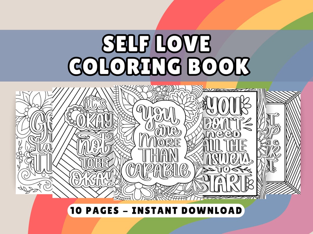 Self Love Coloring Pages, Mental Health Coloring Book for Adults ...