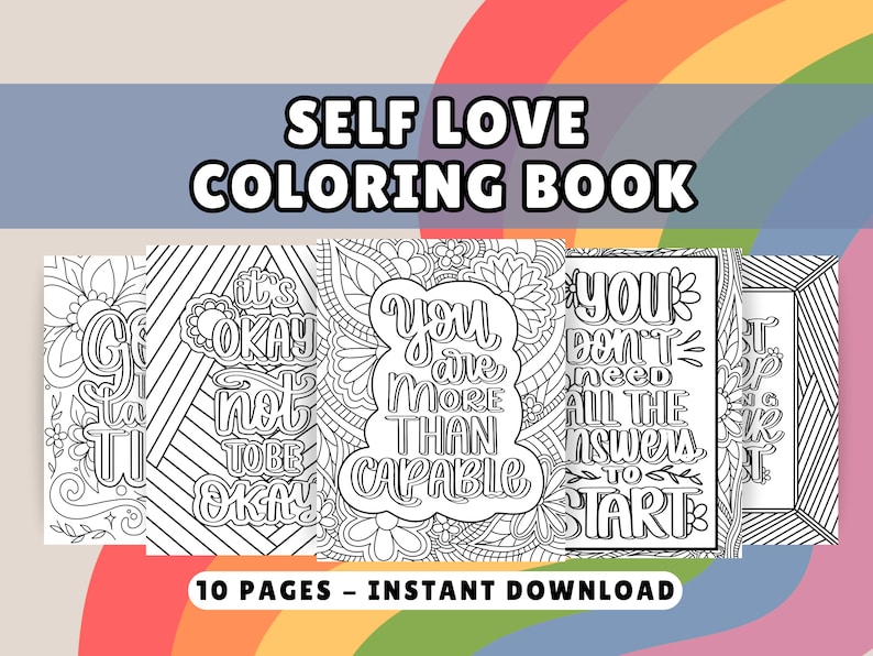 Self Love Coloring Pages, Mental Health Coloring Book for Adults ...