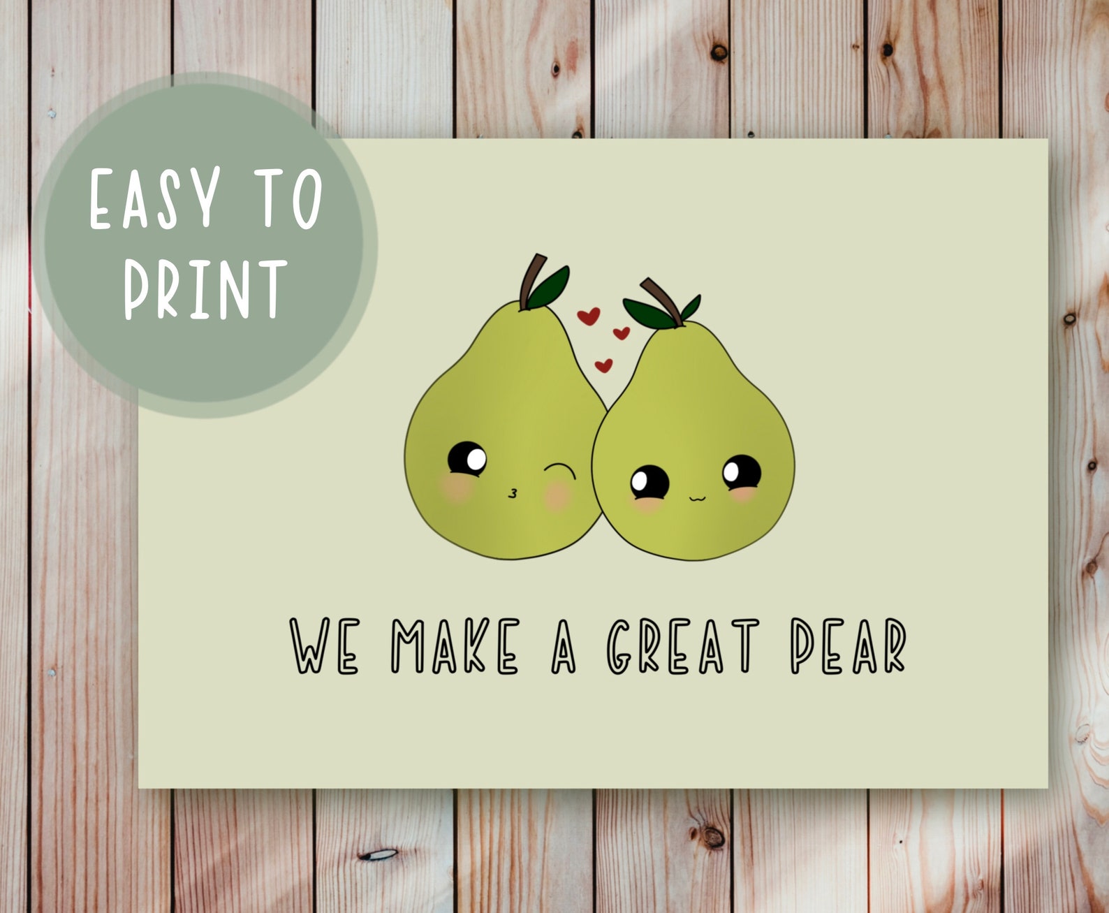 Anniversary Pear Card for Her, Fruit Lover Card, Pun Printable Card for ...