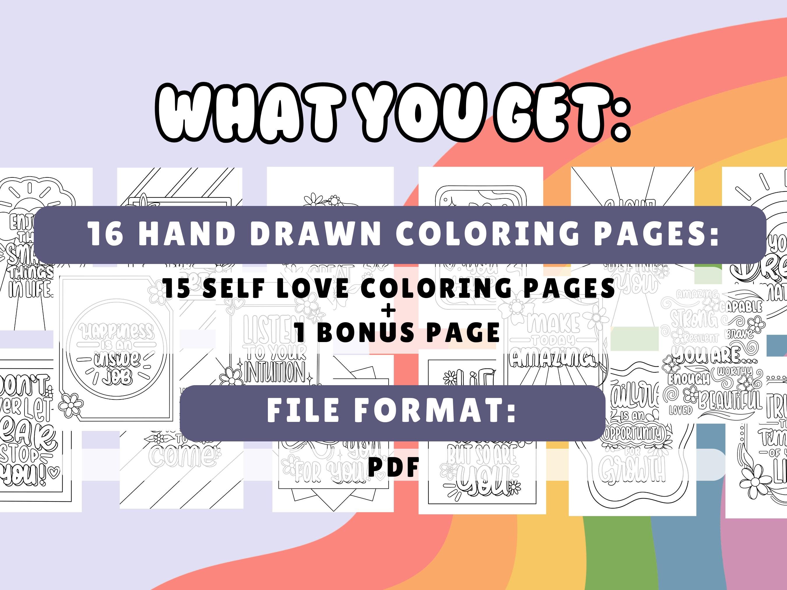 Self Love Coloring Pages, Mental Health Coloring Book for Adults ...