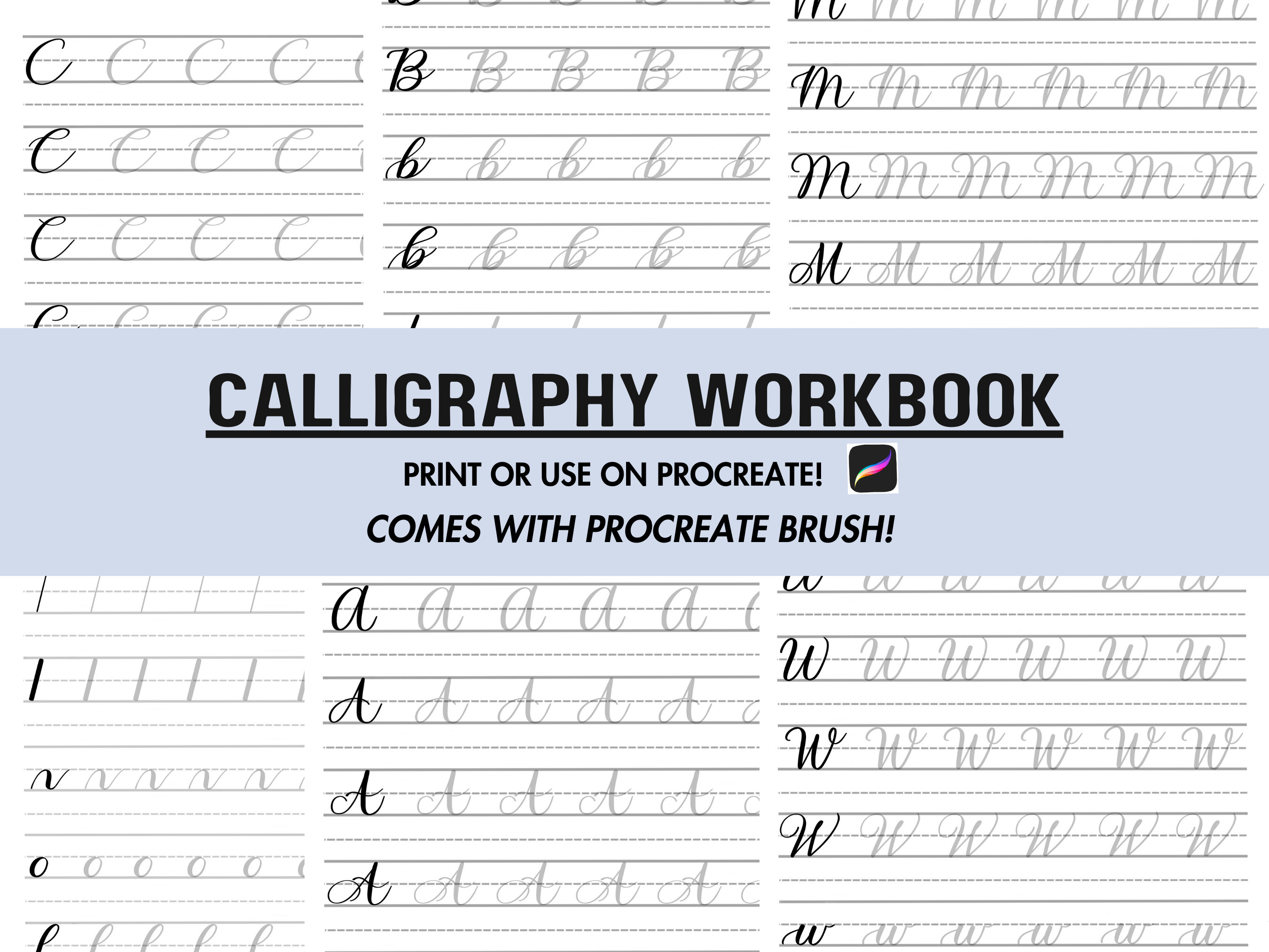 Modern Calligraphy Practice Sheets, Hand Lettering Practice Templates ...