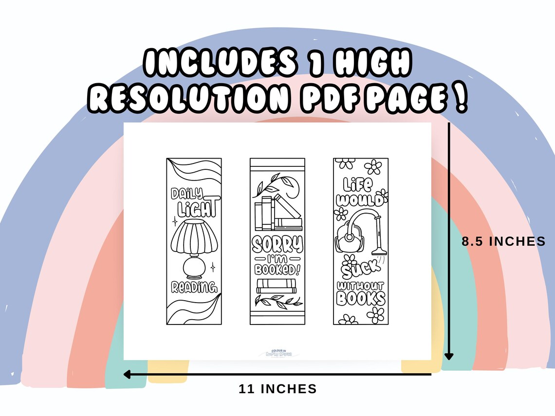 Printable Coloring Bookmarks: Book Lover Gift, Kids and Adults ...