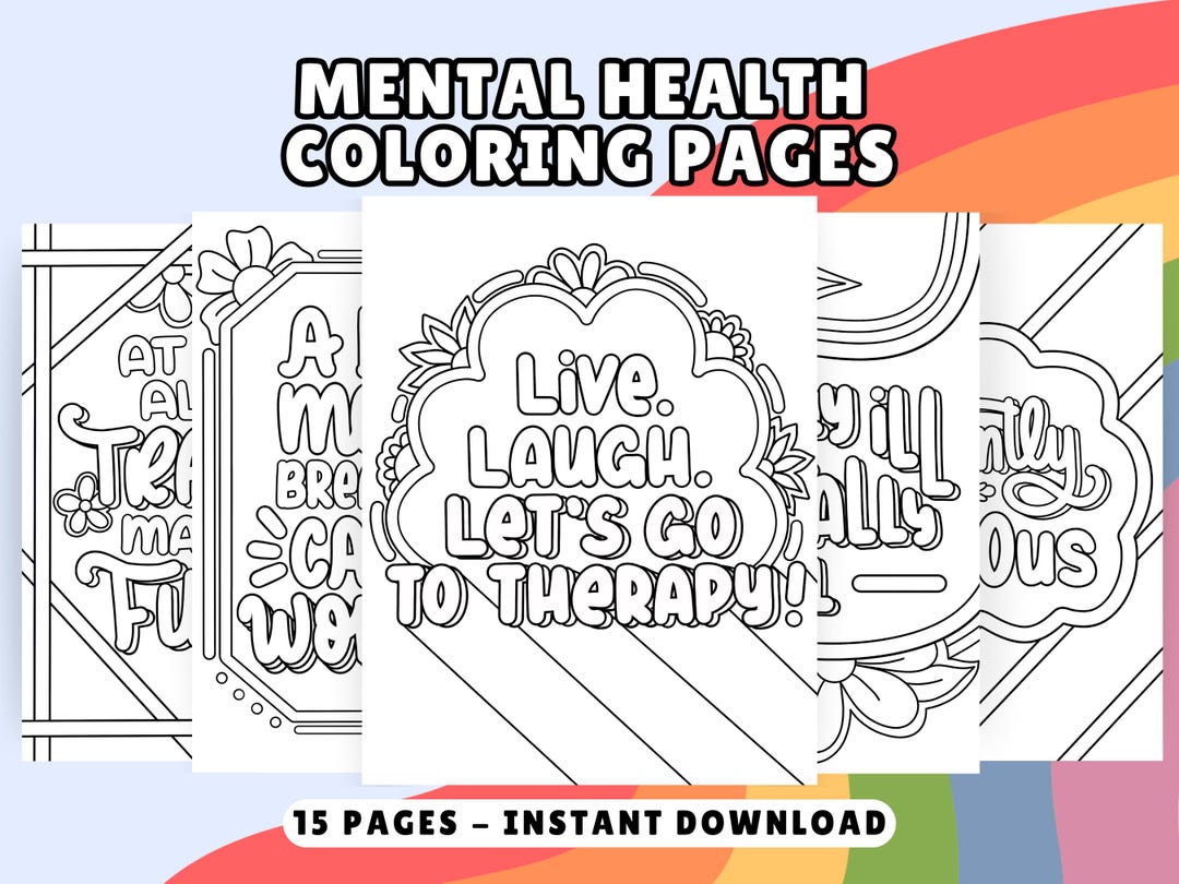 Mental Health Coloring Book Printable, Anxiety Coloring Pages for ...