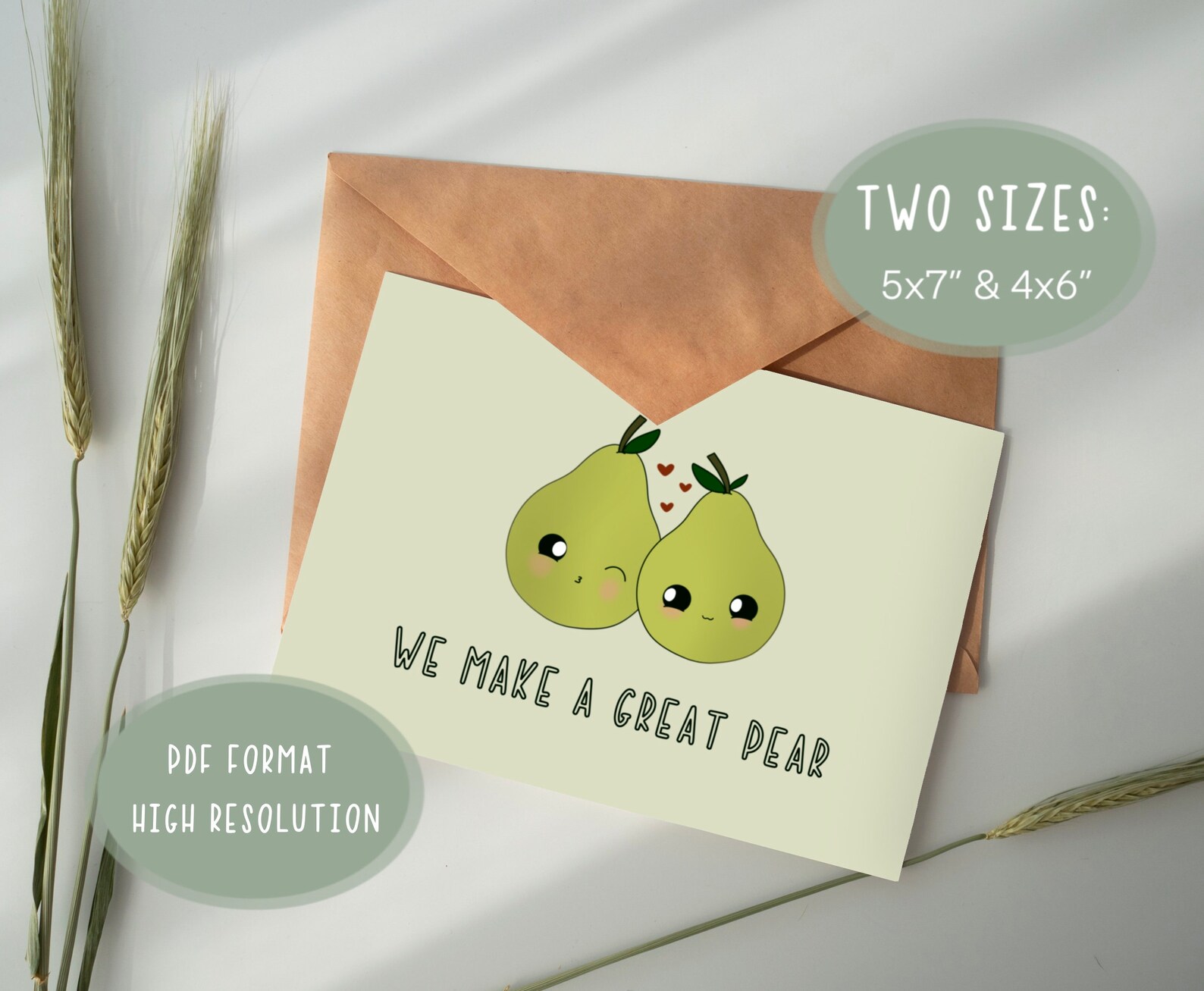 Printable Perfect Pear Card, Funny Love Card, Funny Anniversary Card ...