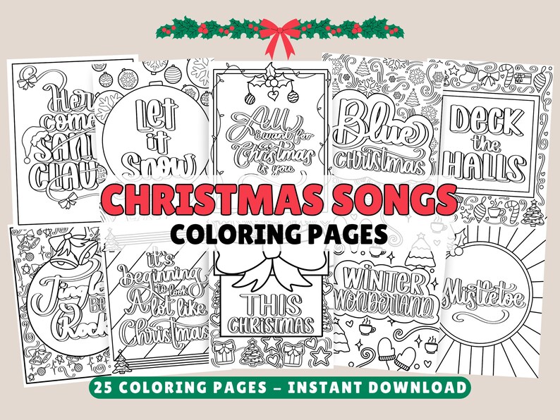 Christmas Coloring Pages, Adult Coloring Page, Christmas Activity ...