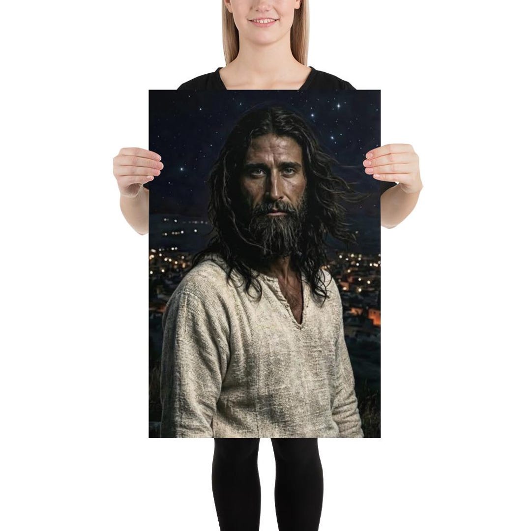 Shroud Face – Jesus Watching Over the City Night Sky Art Print - Etsy