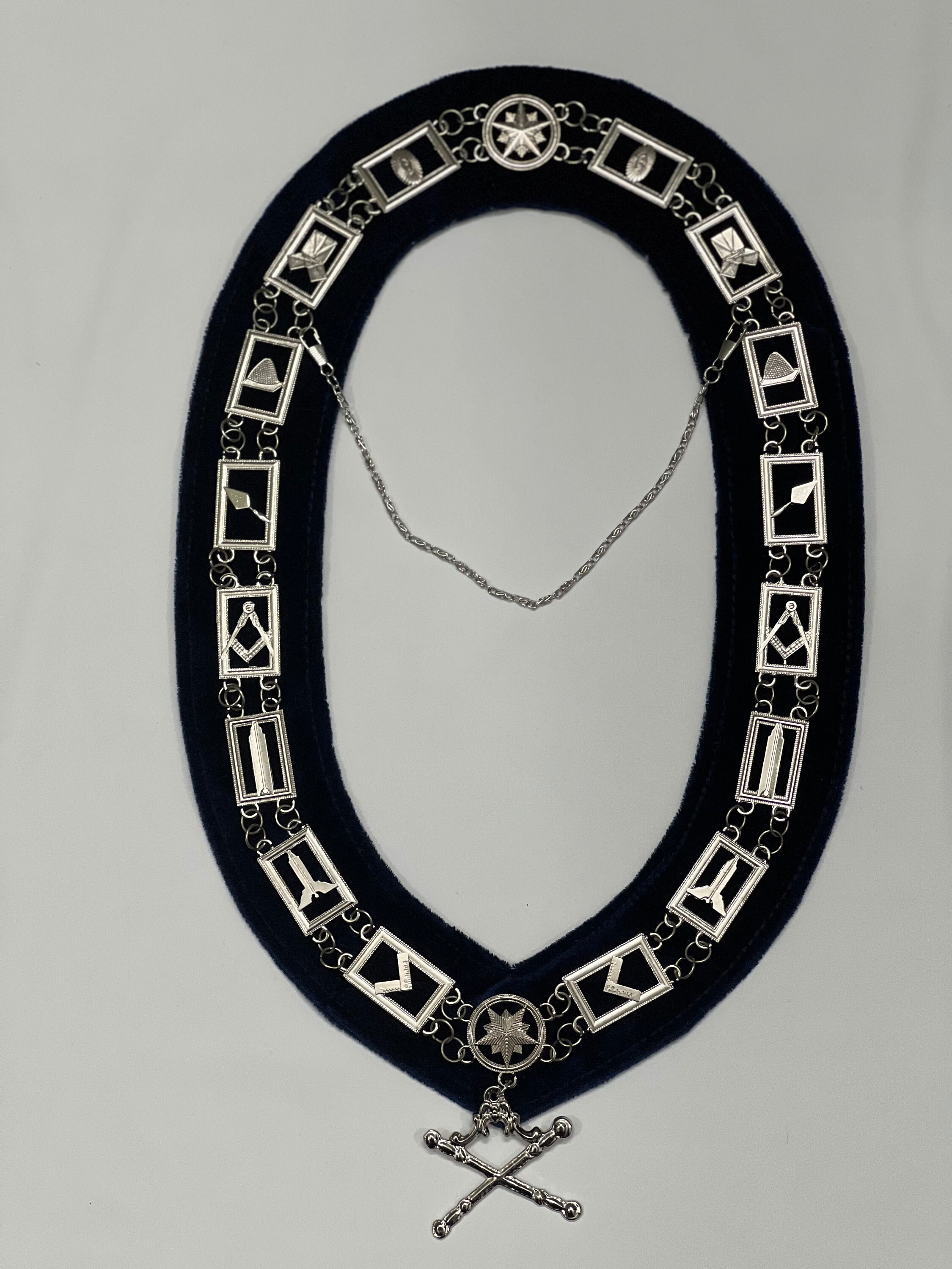 Masonic Regalia Blue Lodge Officer Marshal Apron, Silver Chain Collar ...
