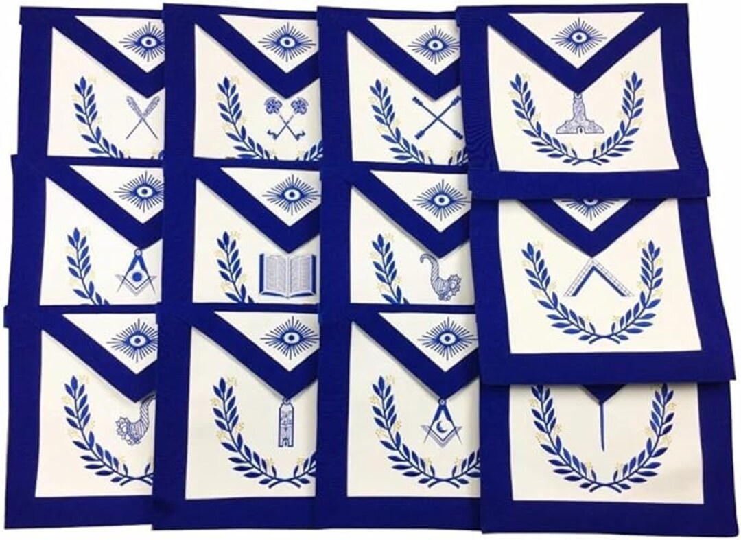 Masonic Blue Lodge Officers Machine Embroidered Apron - Set of 12 - Etsy