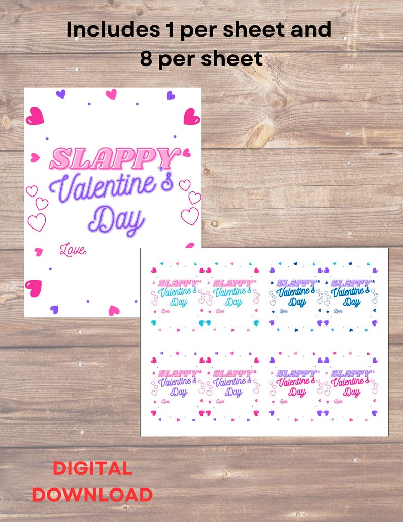 Slappy Valentines Day Card Printable for Gift Exchange, Slap Bracelet ...