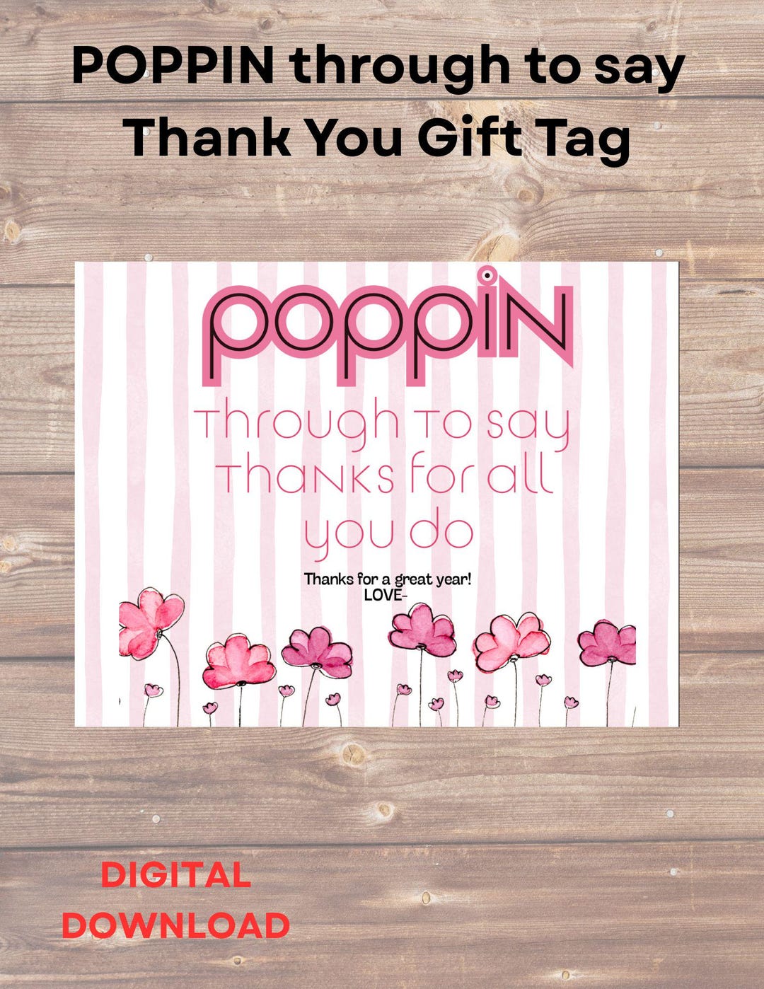 Poppin' Thank You Gift Tag: Printable Teacher/employee Appreciation ...