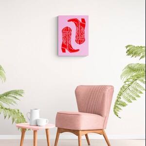 Red Pink Cowgirl Boot Art, Cowboy Boot Art, Western Prints, Trending ...