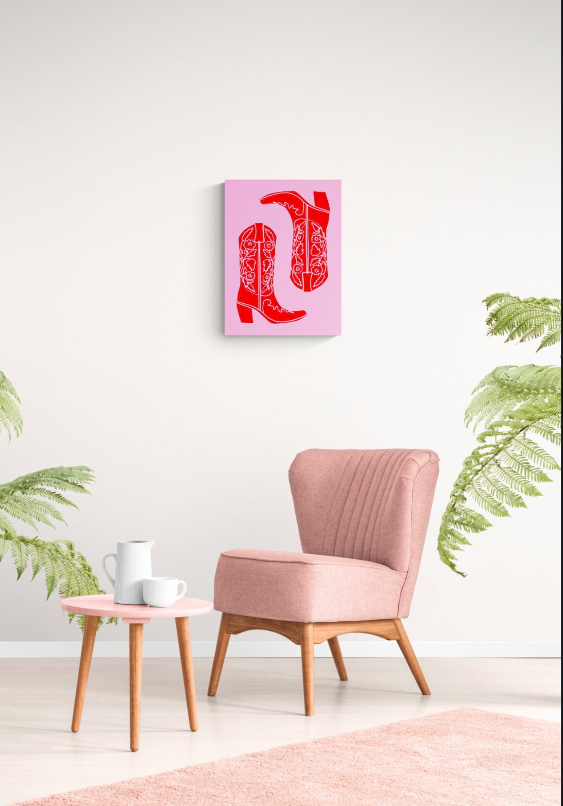 Red Pink Cowgirl Boot Art, Cowboy Boot Art, Western Prints, Trending ...