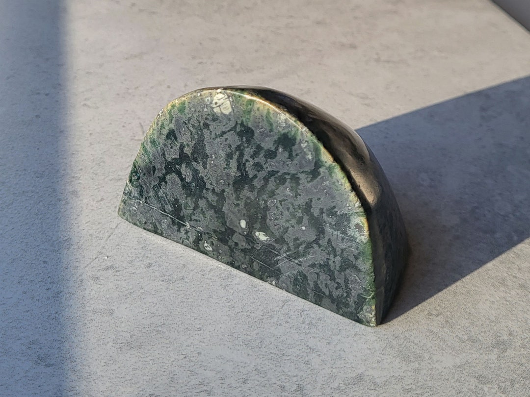 Canadian Nephrite Jade 183g Polished Natural Dark Green Gemstone Jade Rock Boulder Decor Piece ...