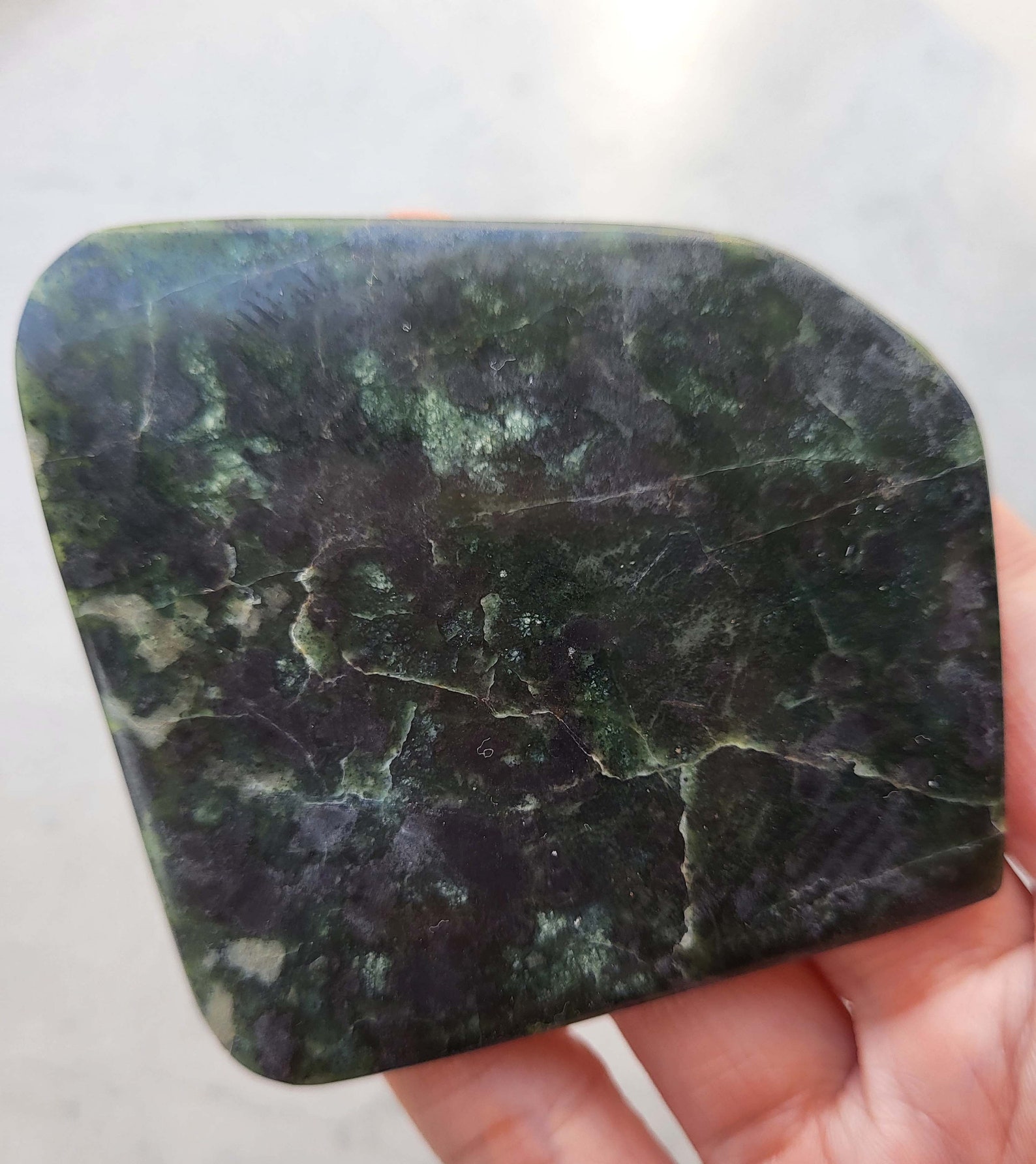 Serpentine Rock Slab Plate 34g Blue Green Natural Mineral Dark Green BC ...