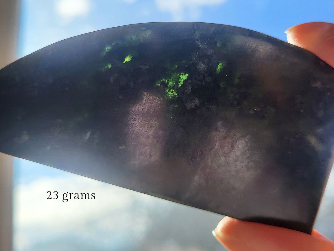 ULTRA THIN Dark Nephrite Jade Slab BC Canada Natural Real Rock Slice ...