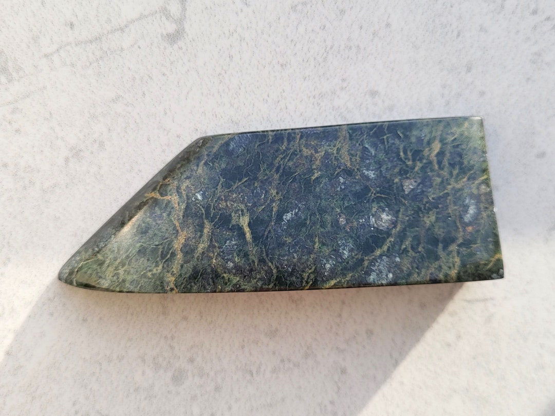 Dark Nephrite Jade Slab 53g Natural Green Mineral Rock Decor Solid Cut ...