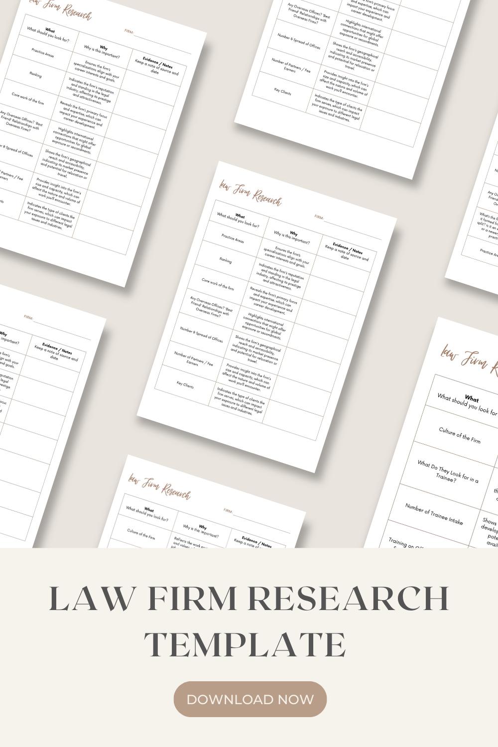 Law Firm Research Template Training Contract Prep for Law Students ...