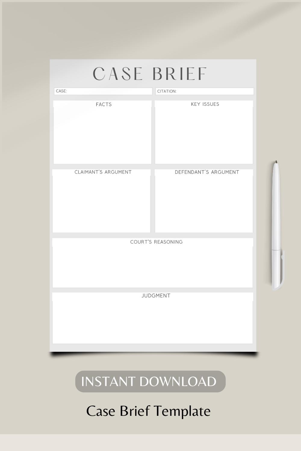 Case Brief Template 1L Law Law School Note Taking - Etsy
