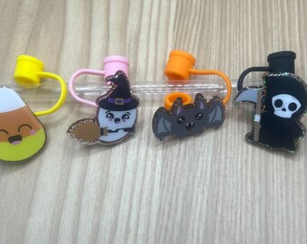 Black Cat Spooky Halloween Straw Topper Straw Buddy Dual Color - Etsy