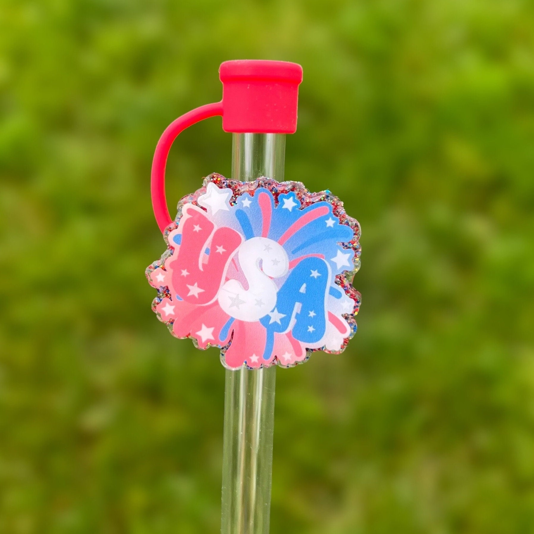 USA Patriotic Straw Topper 10mm - Etsy