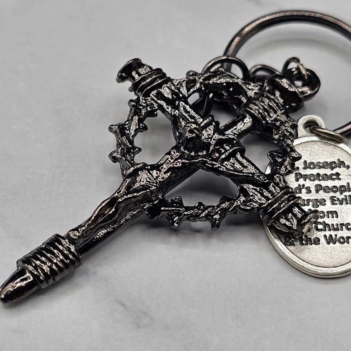 Crown of Thorns Crucifix W/ St. Joseph Terror of Demons Medal - Etsy