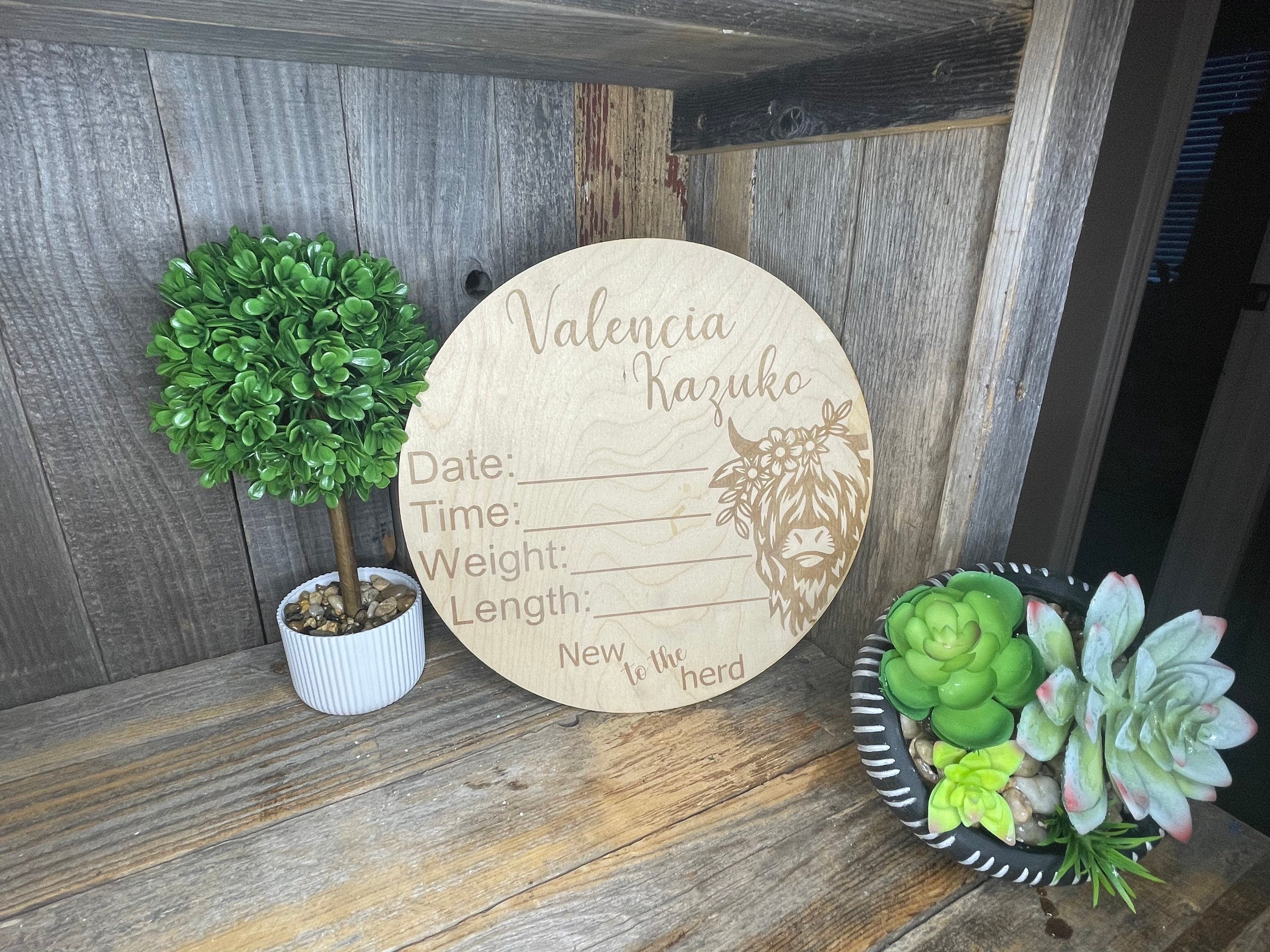 Wooden Baby Name Announcement Sign, Wood Sign for Birth Reveal, Baby ...