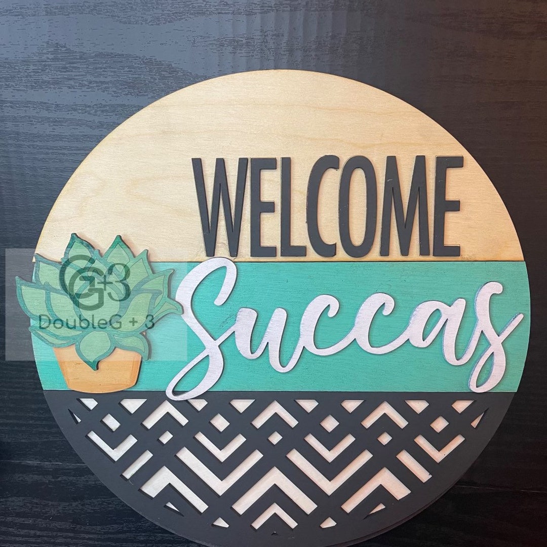 Welcome Succas Door Hanger, Succulent, Cactus, Door Hanger, Welcome ...
