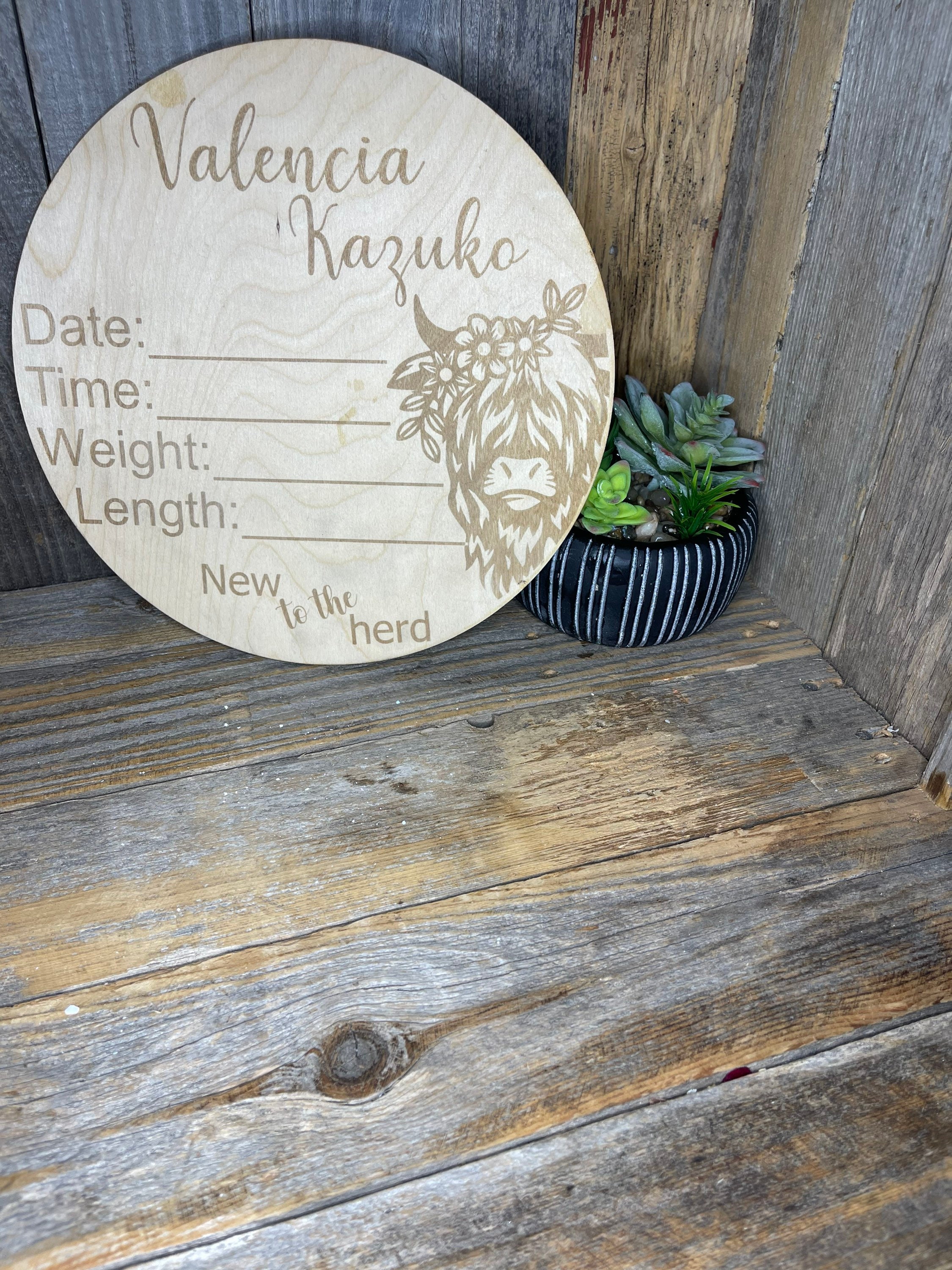 Wooden Baby Name Announcement Sign, Wood Sign for Birth Reveal, Baby ...