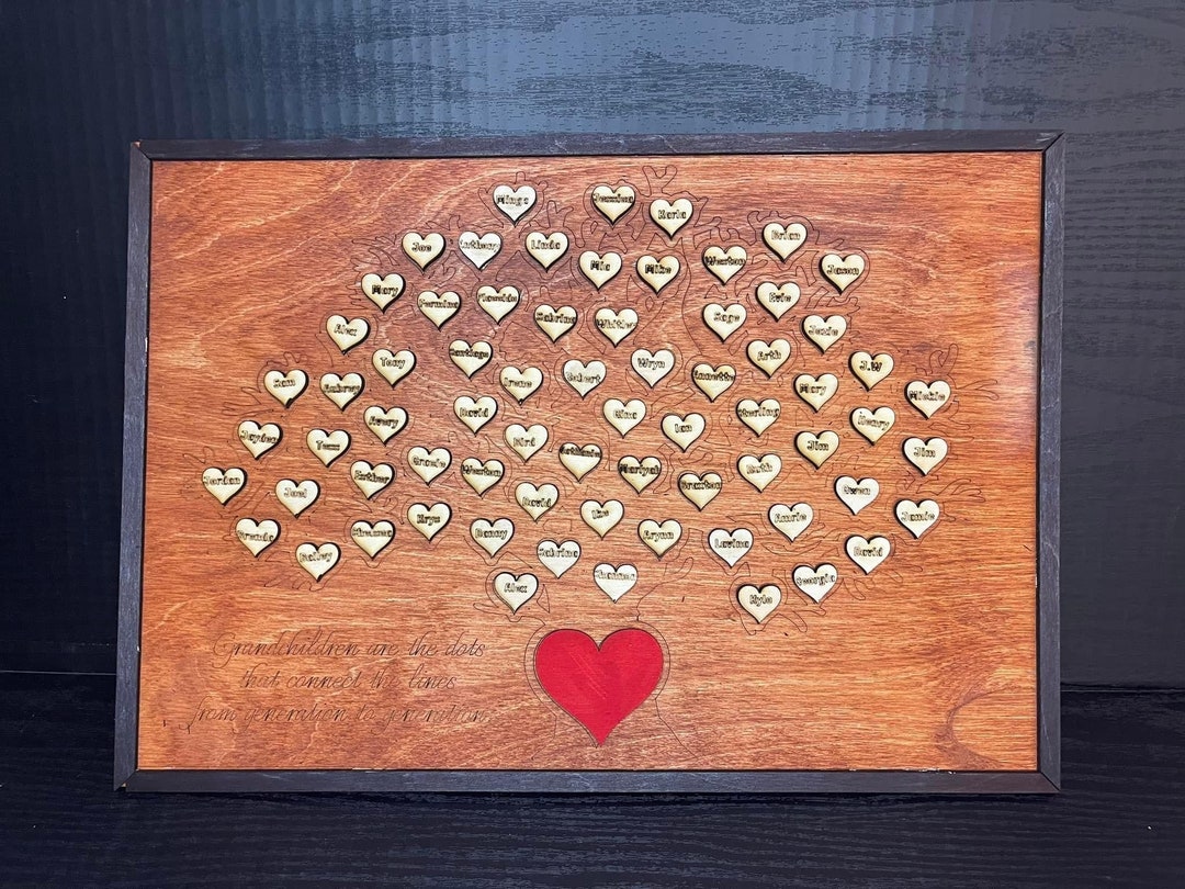 Family Tree With 70 Hearts - Etsy