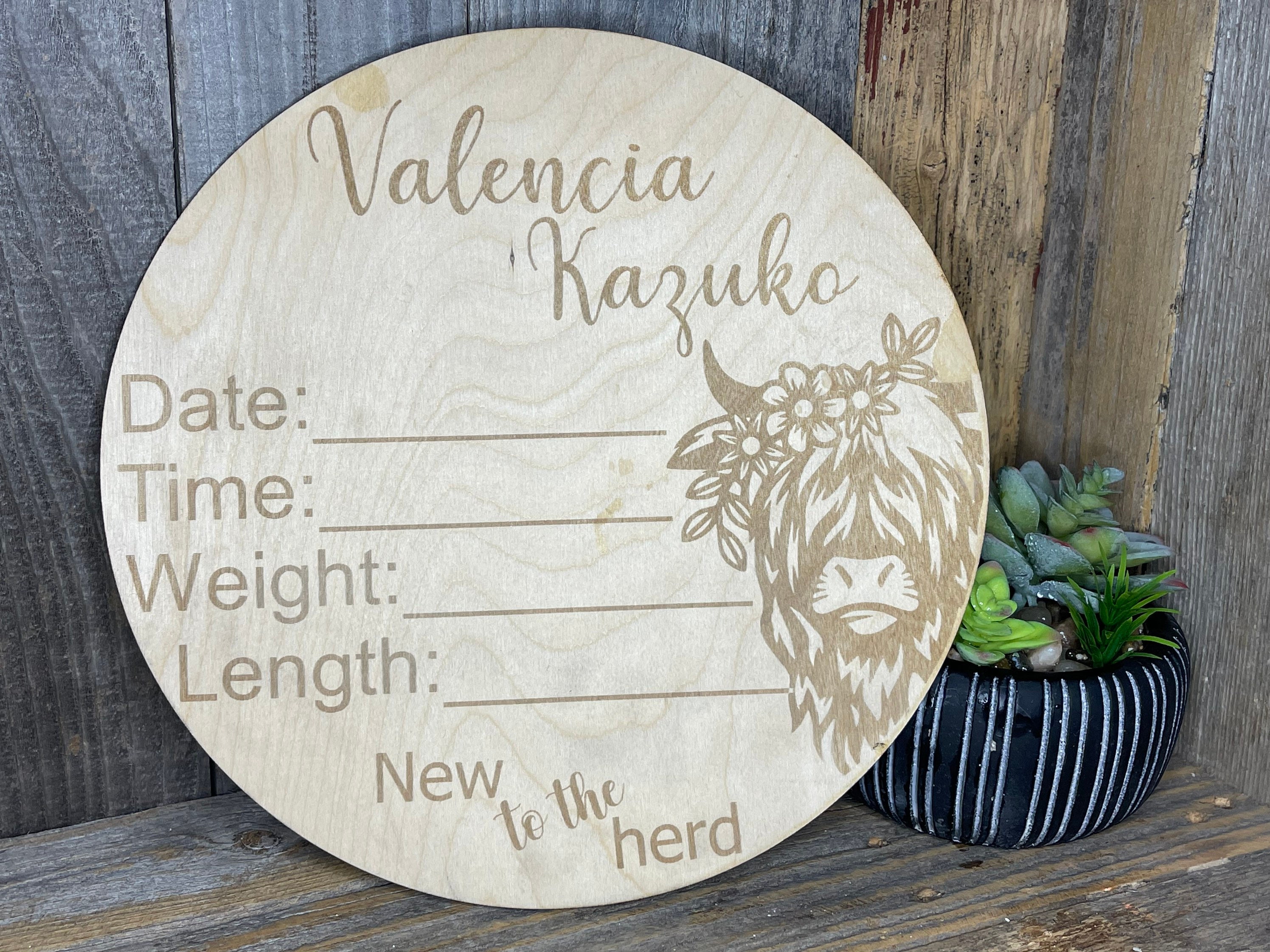 Wooden Baby Name Announcement Sign, Wood Sign for Birth Reveal, Baby ...