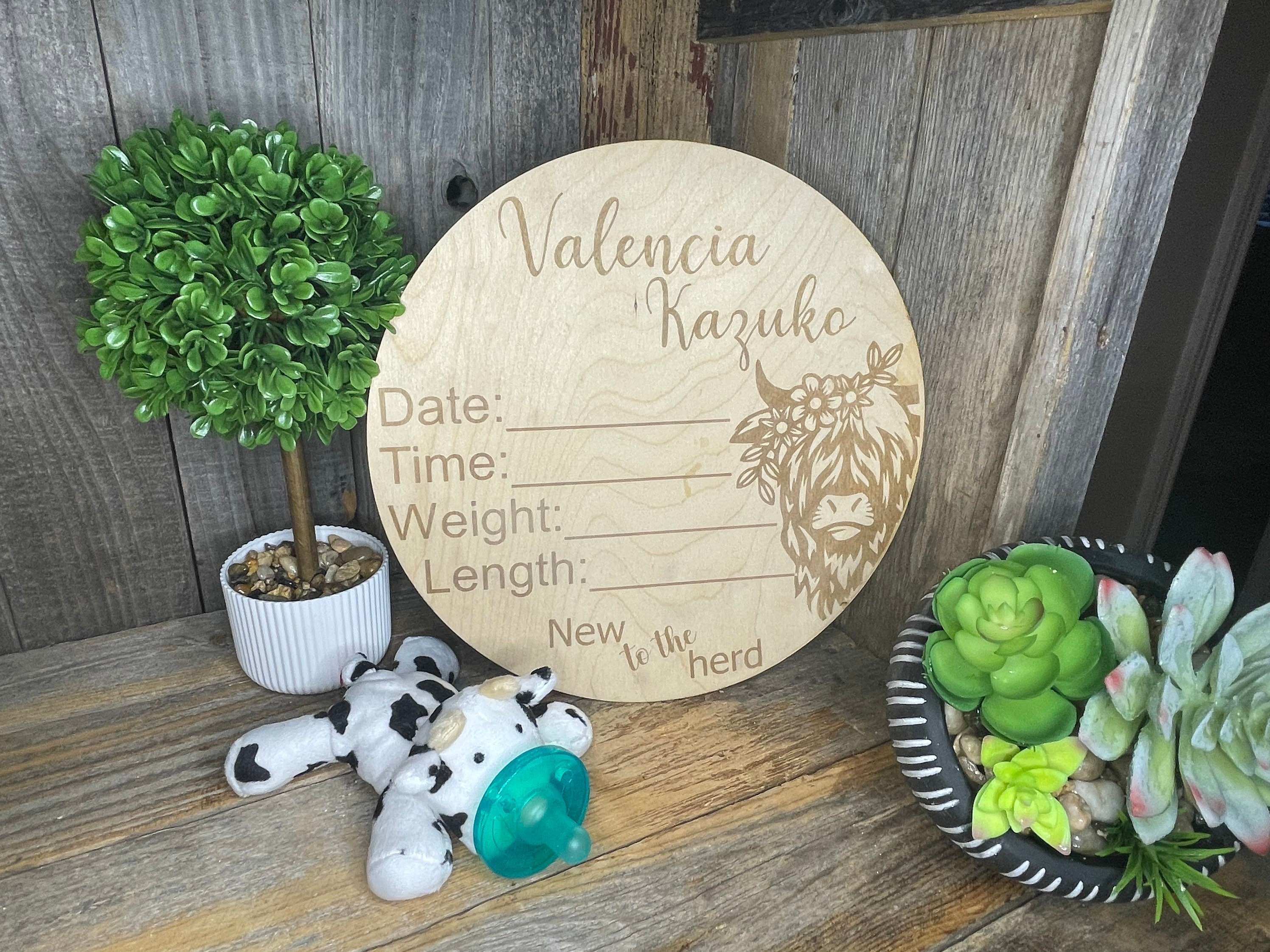Wooden Baby Name Announcement Sign, Wood Sign for Birth Reveal, Baby ...