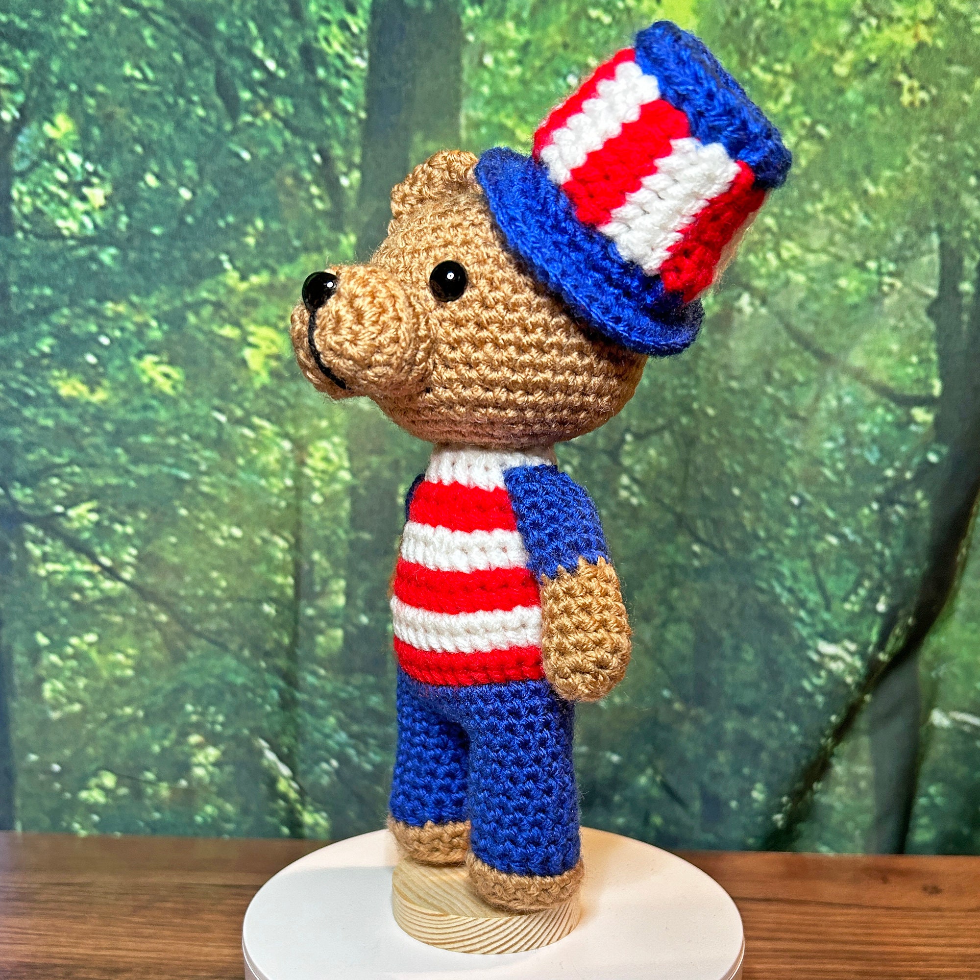 Patriotic 4th of July Handmade Teddy Bear, Crochet Stuffed Teddy Bear ...
