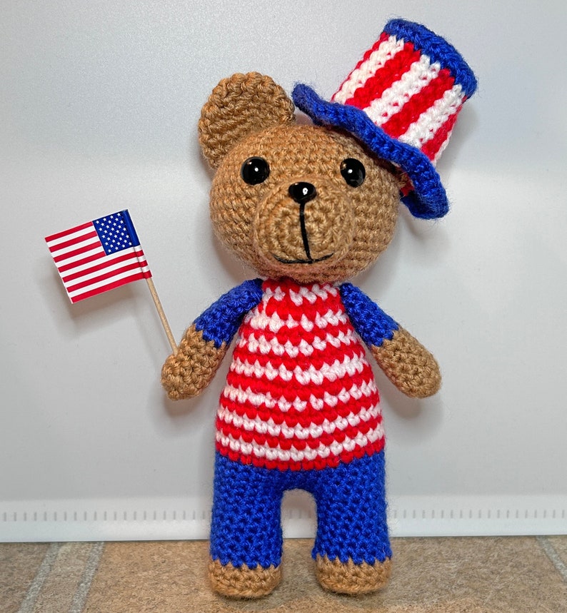 Patriotic 4th of July Handmade Teddy Bear Crochet Stuffed - Etsy