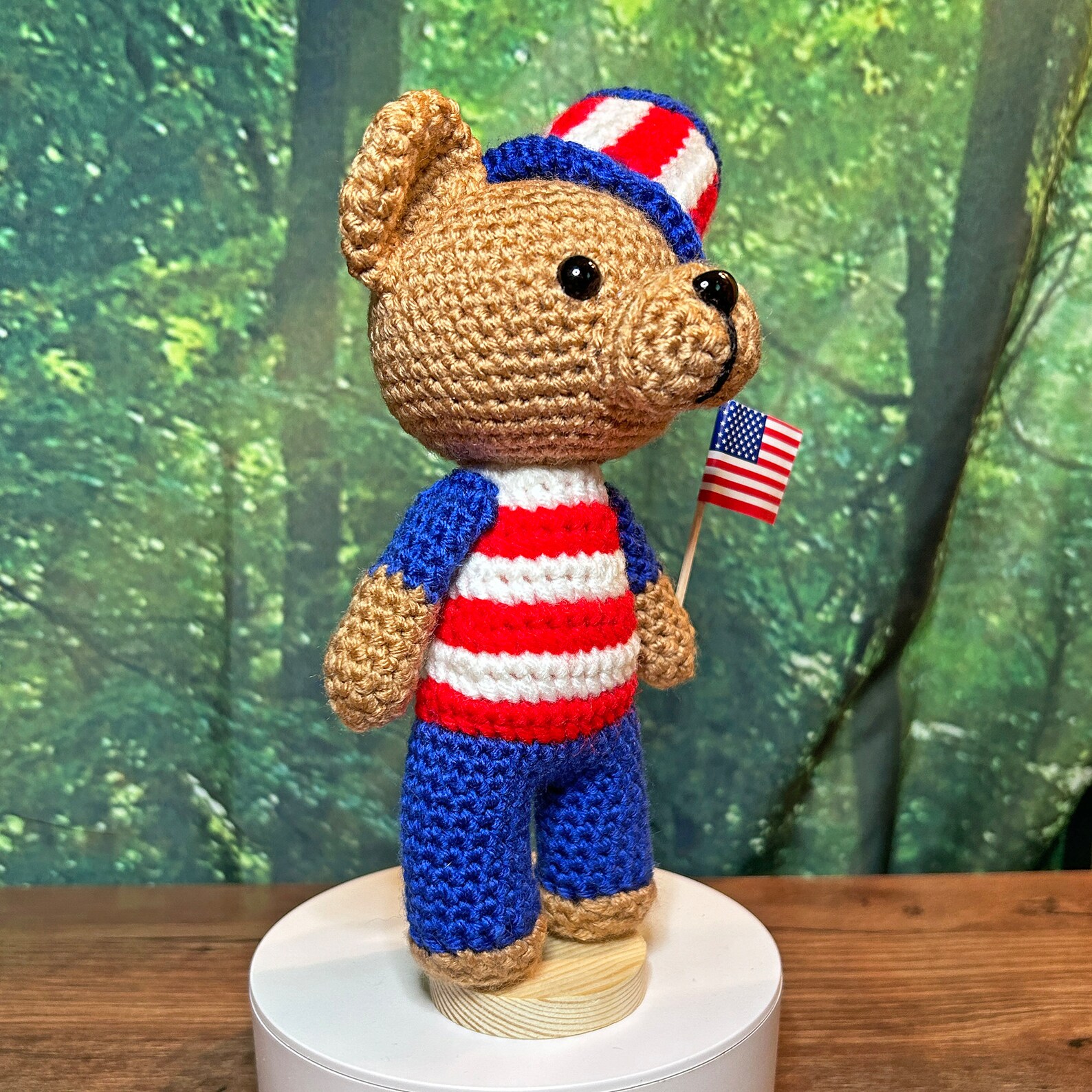 Patriotic 4th of July Handmade Teddy Bear, Crochet Stuffed Teddy Bear ...