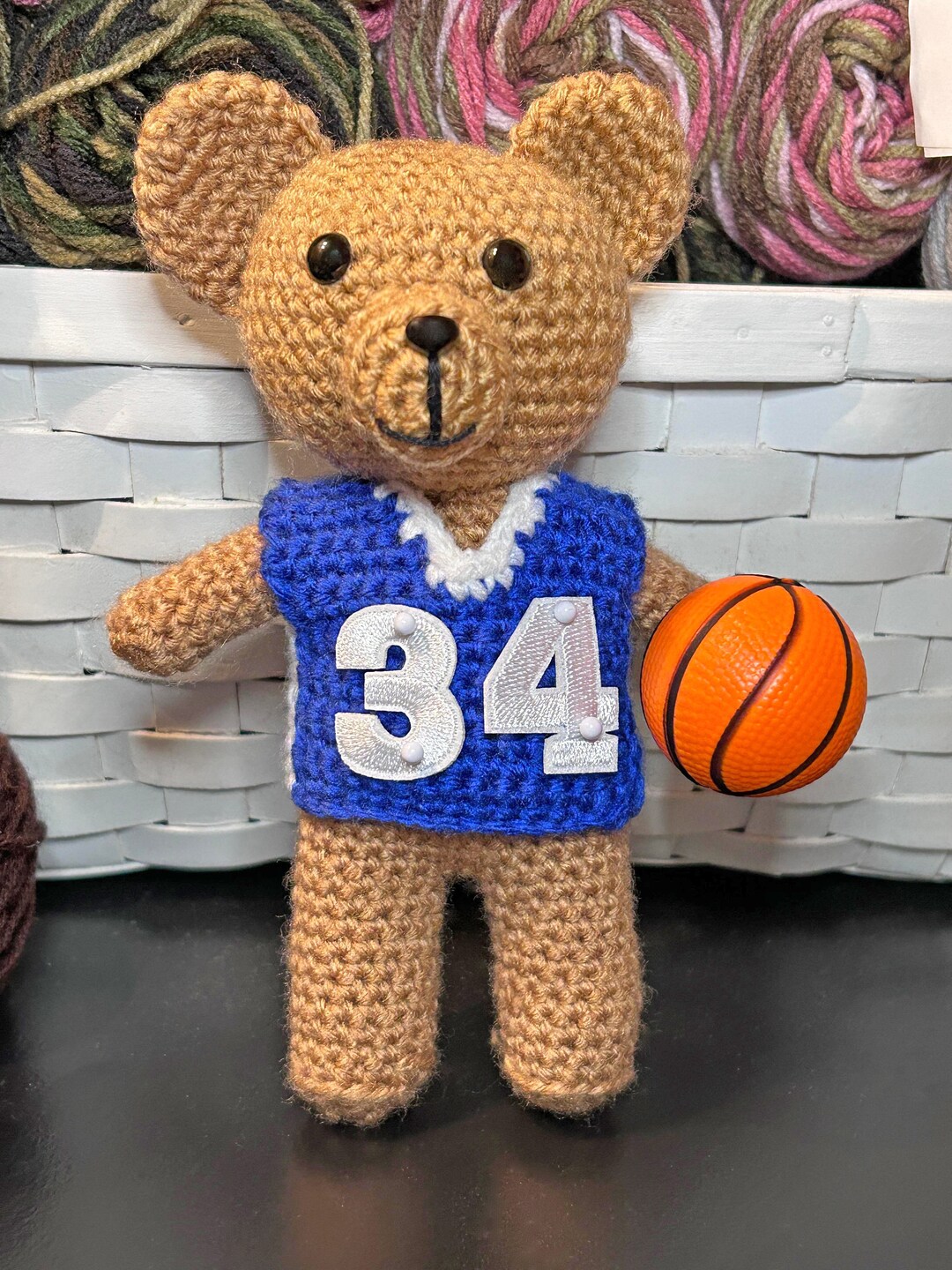 Basketball Teddy Bear, Handmade Crochet Bear, Gift for Basketball Fan ...