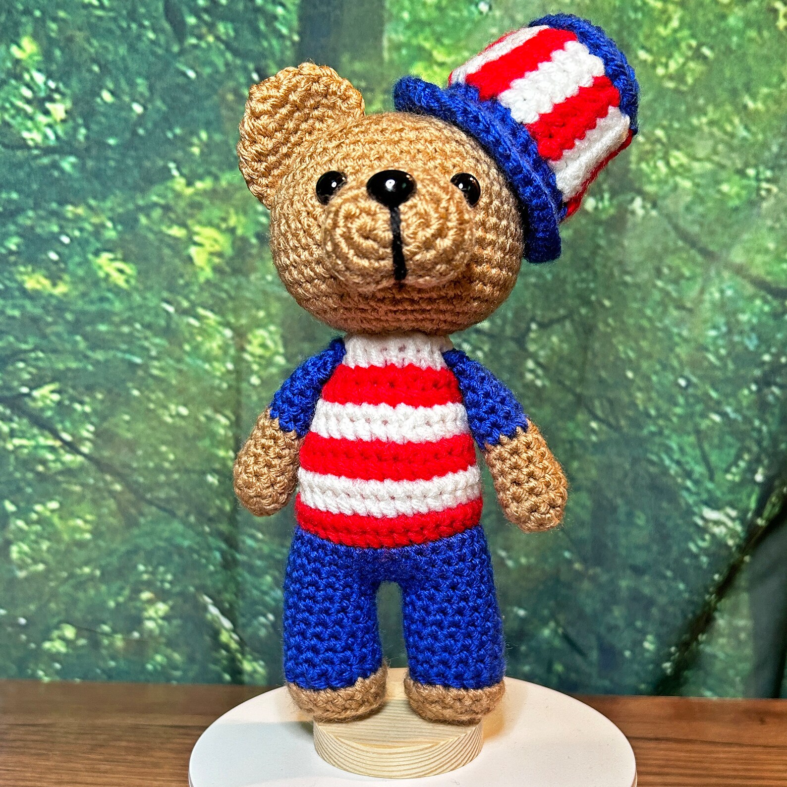 Patriotic 4th of July Handmade Teddy Bear, Crochet Stuffed Teddy Bear ...
