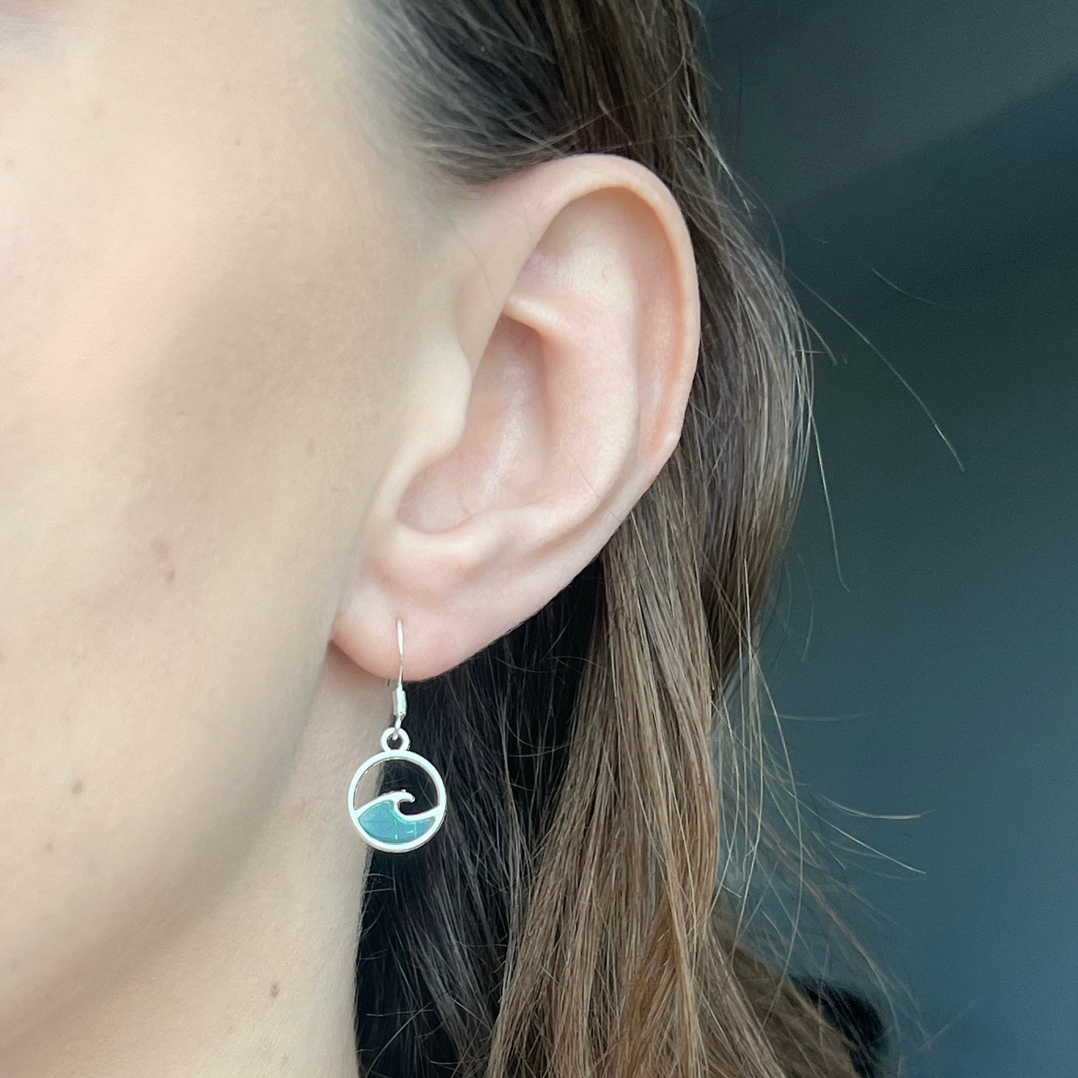 Colorful Ocean Wave Earrings - Beach Earrings, Stained Glass Earrings ...