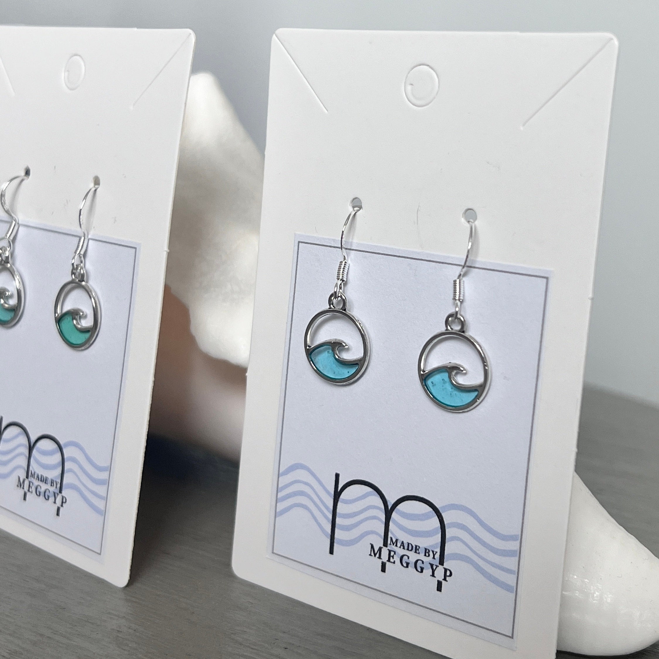 Colorful Ocean Wave Earrings - Beach Earrings, Stained Glass Earrings ...