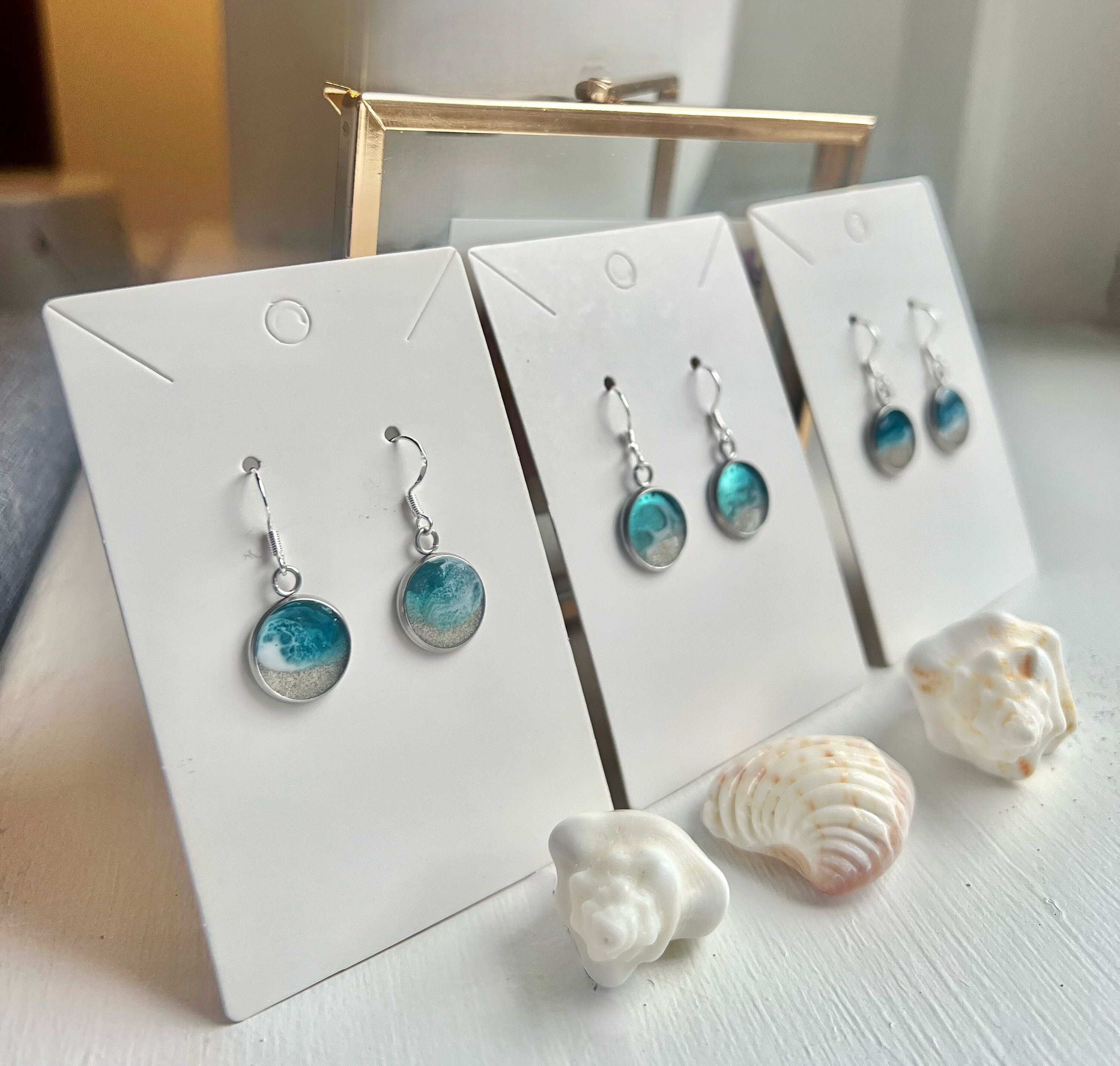 Ocean Wave Earrings With Real Sand Beach Earrings Grace Bay - Etsy