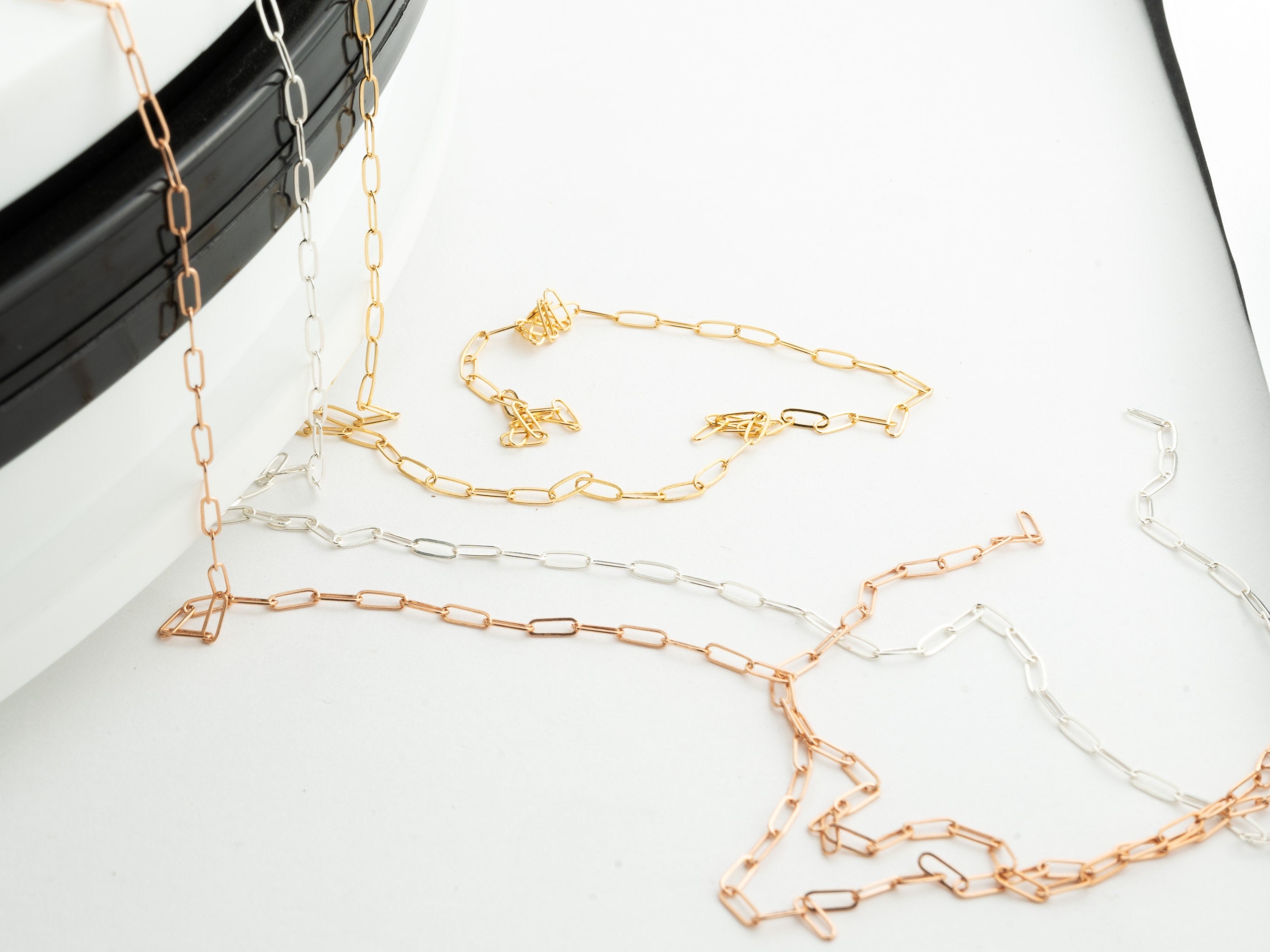 5mm X 2mm Paperclip Chain by Foot, Elongated Links in Silver, Gold ...