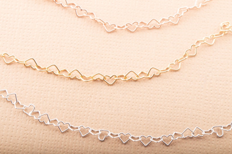 3mm X 3mm Tiny Interlocking Hearts Chain by Foot, Heart Outline Chain ...