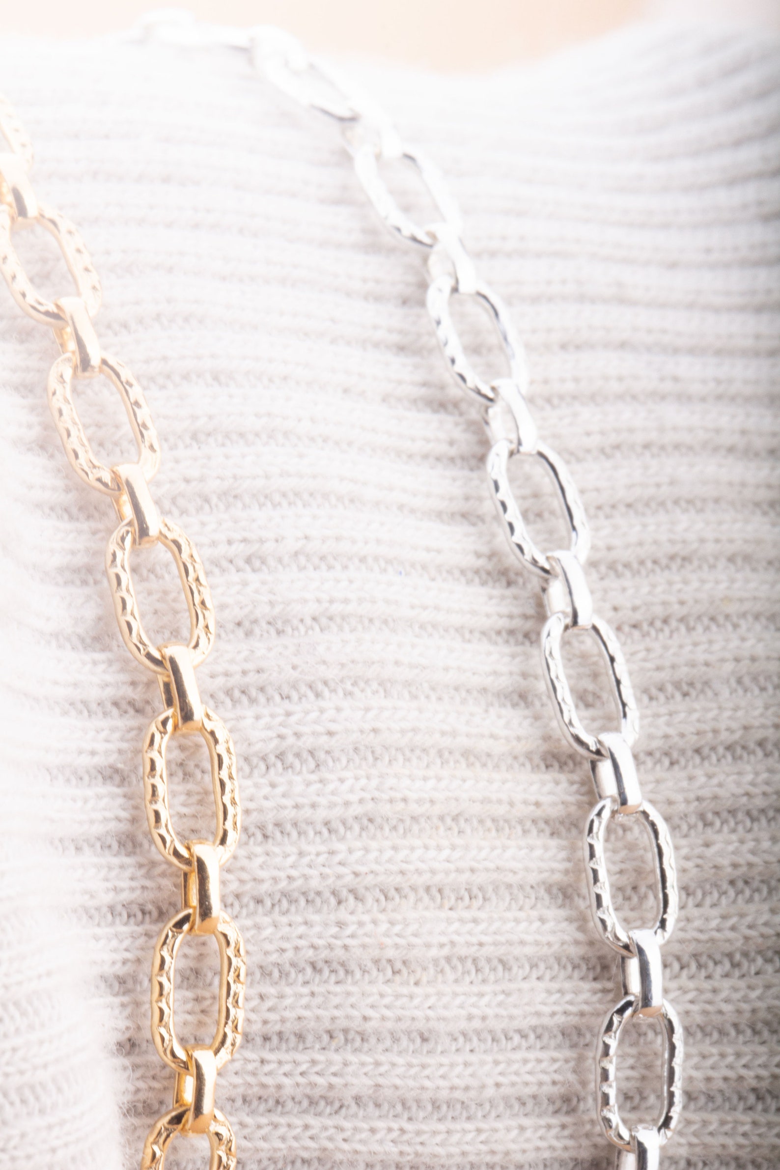 Texture Elongated Rectangle Paperclip Chain by Foot, Gold Filled and ...