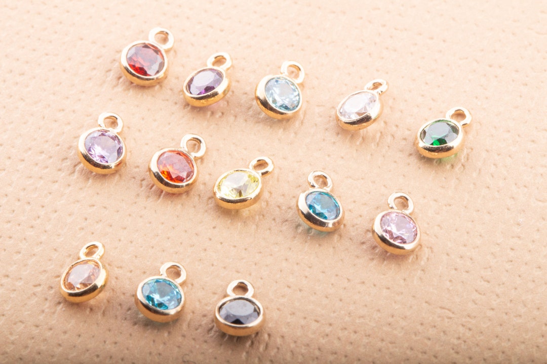 3mm - 14K Gold Filled Birthstone Cubic Zirconia Drop Charms, Permanent ...