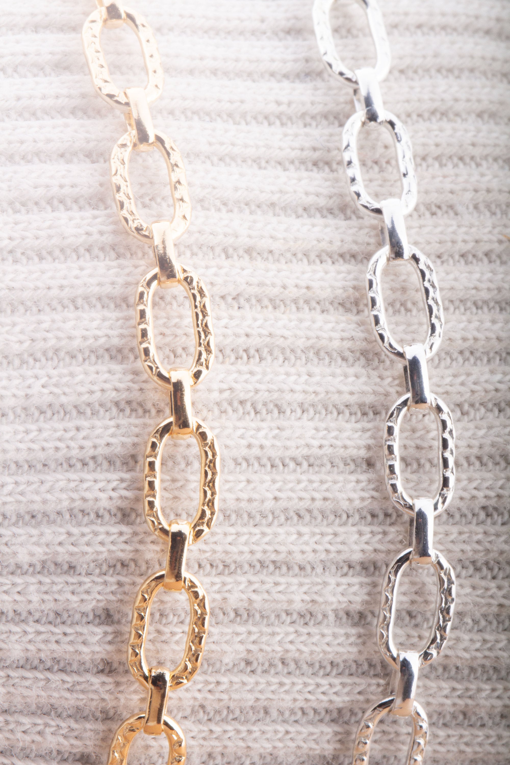 Texture Elongated Rectangle Paperclip Chain by Foot, Gold Filled and ...