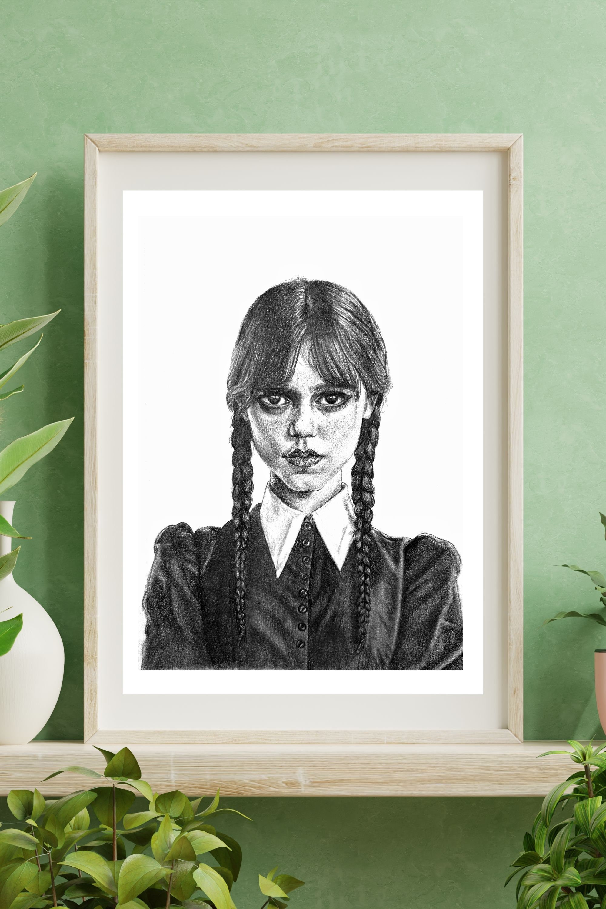 Wednesday Sketch, Wednesday Drawing, Pencil Drawing, Art Print, Wall ...