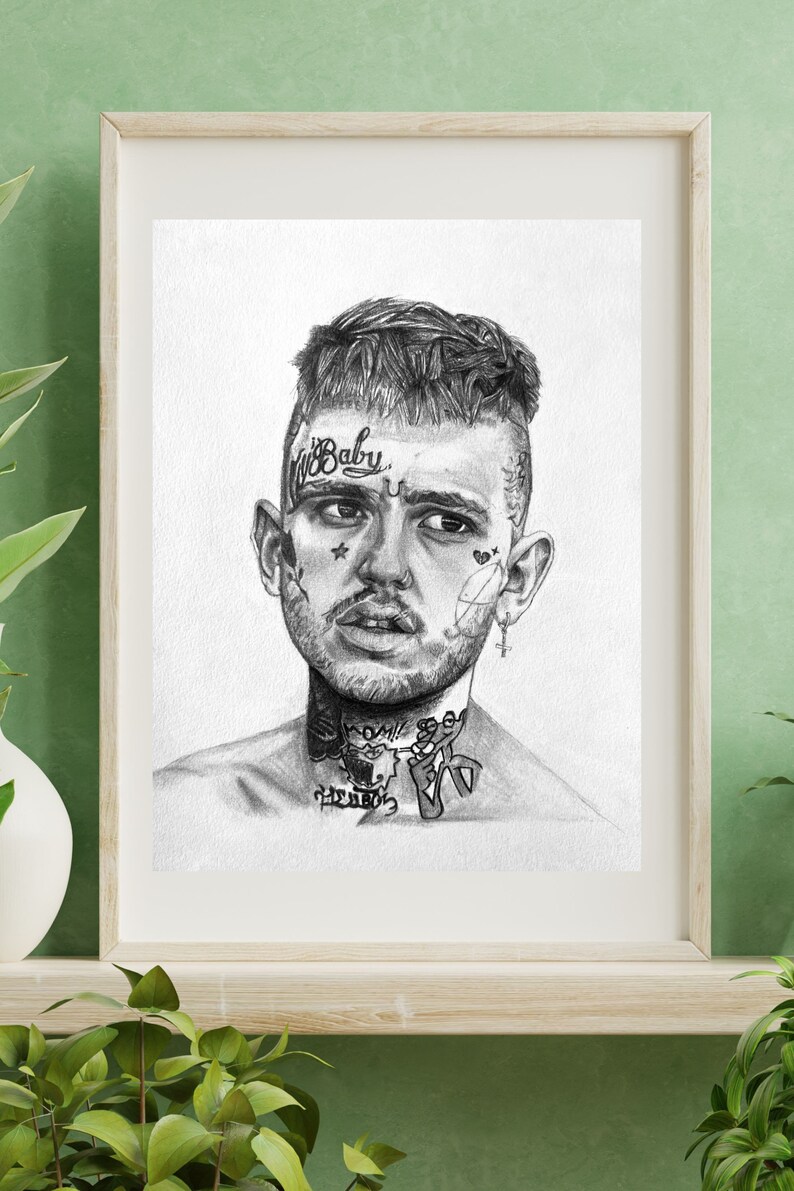 Dibujo de Lil peep, fan art, impresión de arte, impresión de cuaderno ...