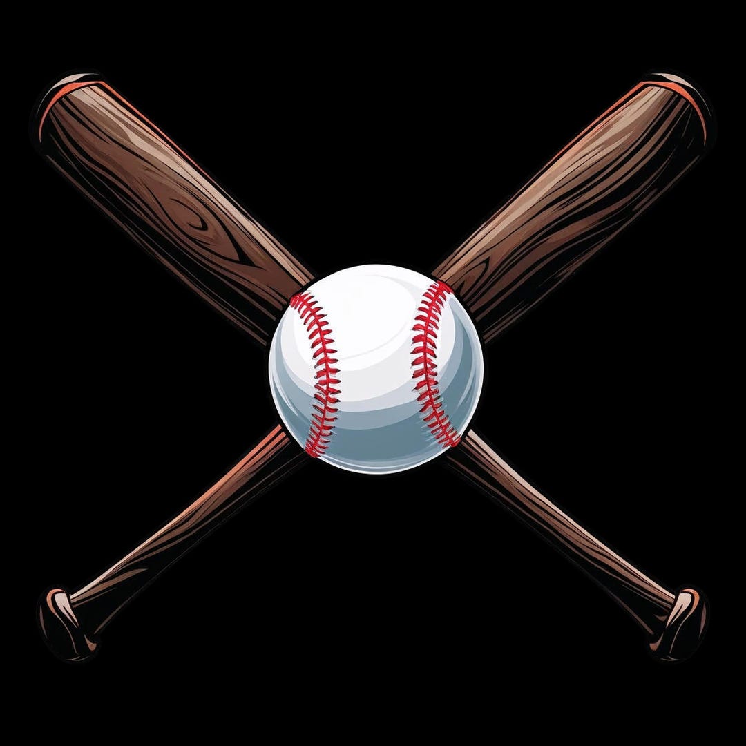 Crossed Baseball Bats With Baseball PNG Sports Clipart for Sublimation ...