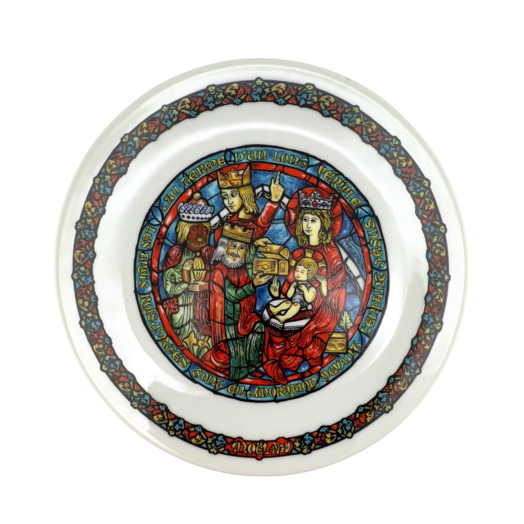 Vintage 1979 D'arceau Limoges Noel Vitrail 5th Plate Adoration Kings ...