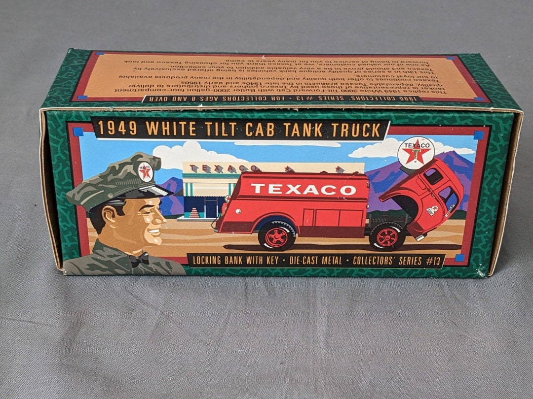 1996 Texaco 1949 White Tilt Cab Tank Truck Coin Bank, Collectors Series ...